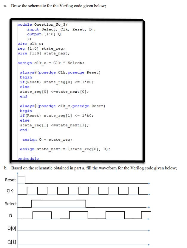 Solved a. Draw the schematic for the Verilog code given | Chegg.com