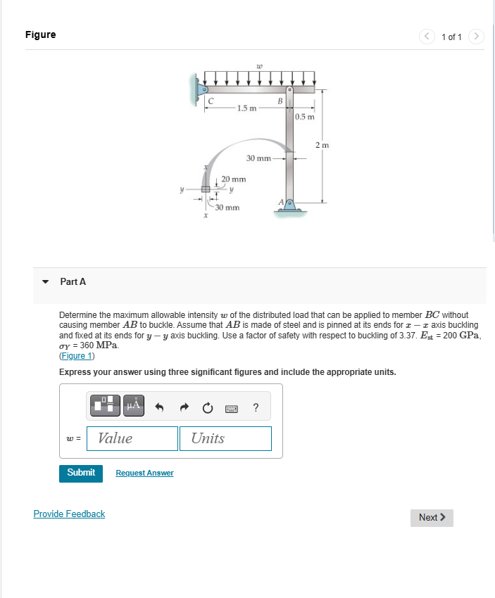 Solved Part ADetermine the maximum allowable intensity w of | Chegg.com