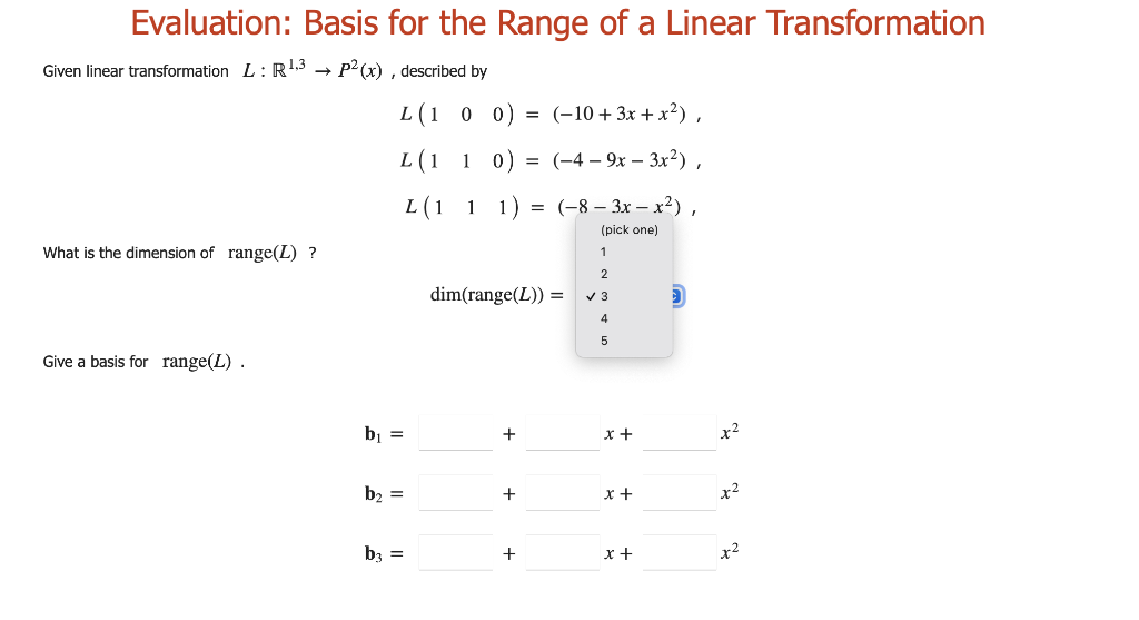 Solved Evaluation: Basis for the Range of a Linear | Chegg.com