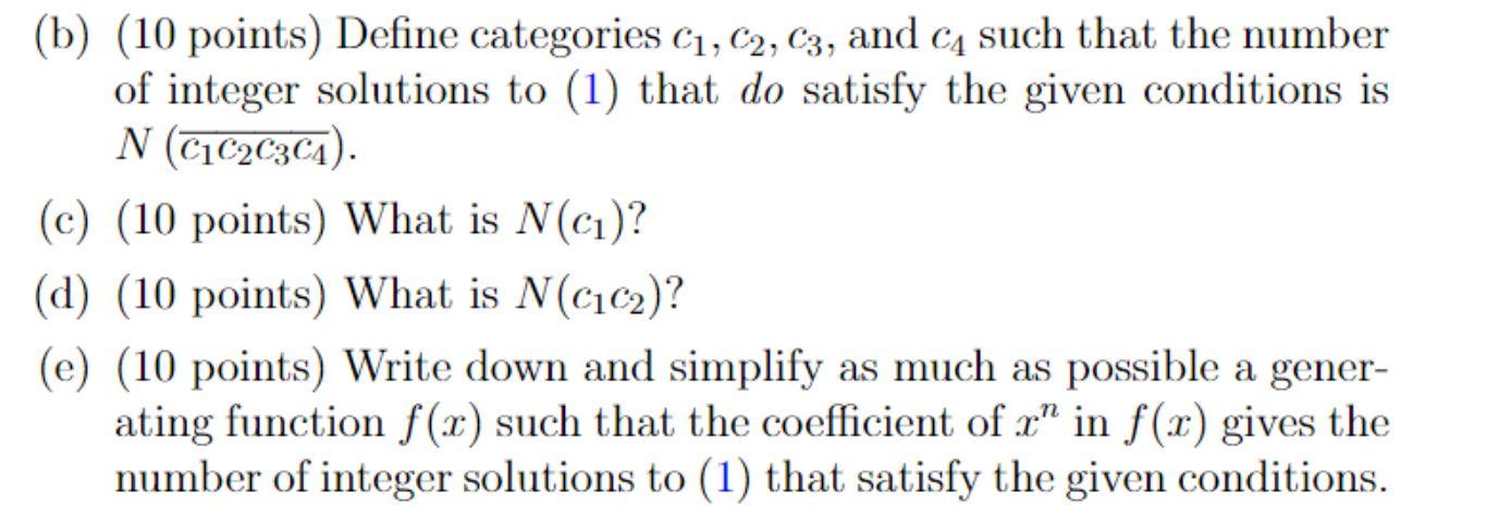 Solved (b) (10 points) Define categories c1,c2,c3, and c4 | Chegg.com