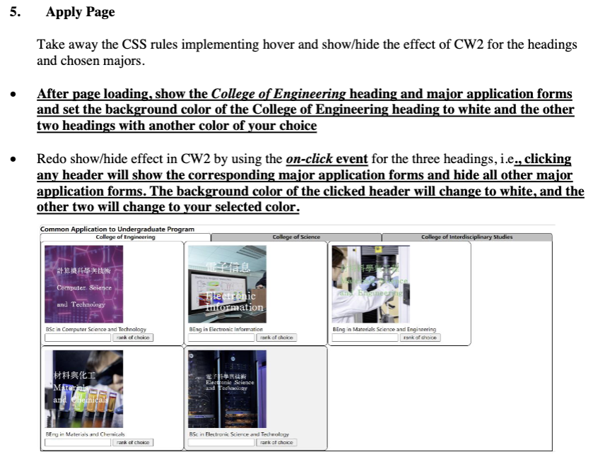 Solved Apply Page Take away the CSS rules implementing hover | Chegg.com