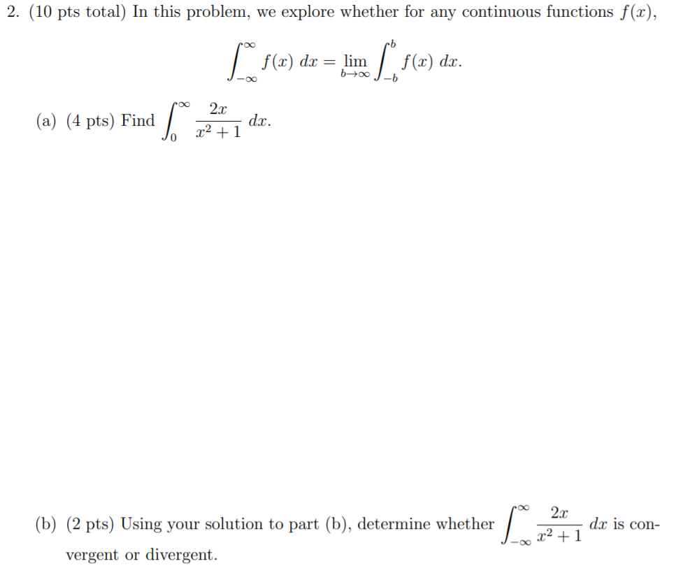 Solved 2. (10 pts total) In this problem, we explore whether | Chegg.com