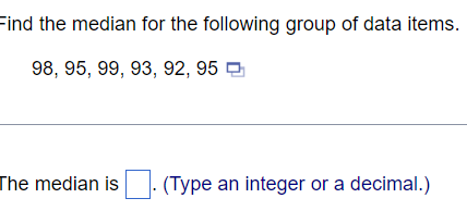 Solved Find the median for the following group of data | Chegg.com