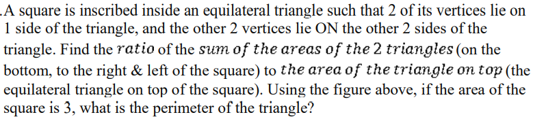 Solved A square is inscribed inside an equilateral triangle | Chegg.com