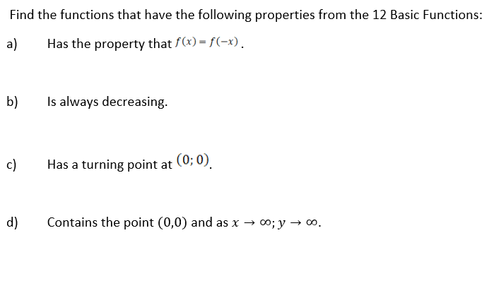 Solved Find the functions that have the following properties | Chegg.com