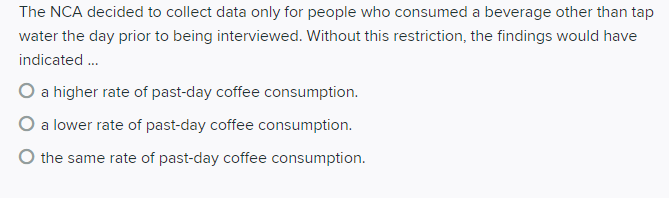 Solved The National Coffee Association of USA (NCA) examined | Chegg.com