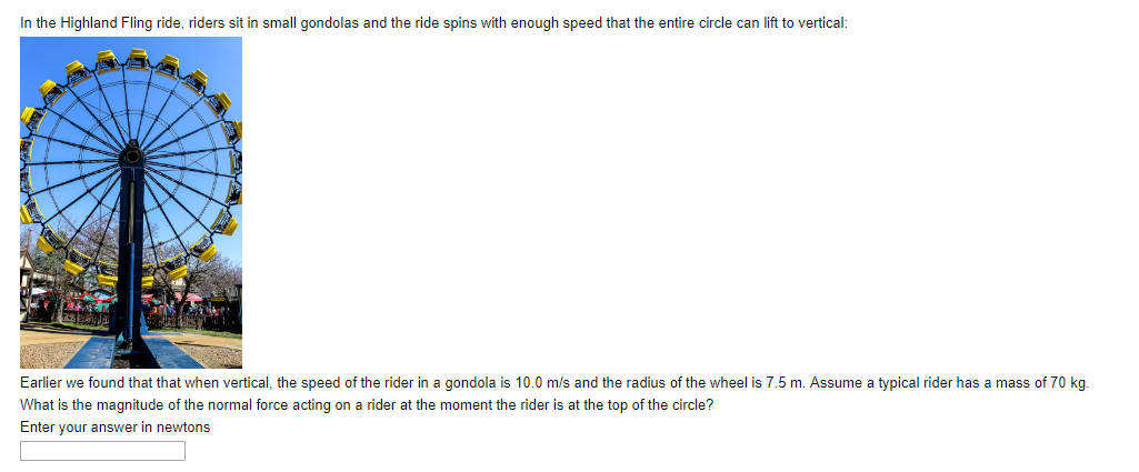 Solved In the Highland Fling ride, riders sit in small | Chegg.com