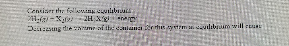 Solved Consider the following equilibrium: 2H2(g) + X2(g) — | Chegg.com