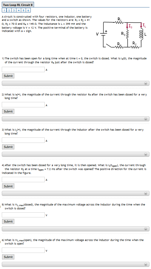 Solved Two Loop RL Circuit II A circuit is constructed with | Chegg.com