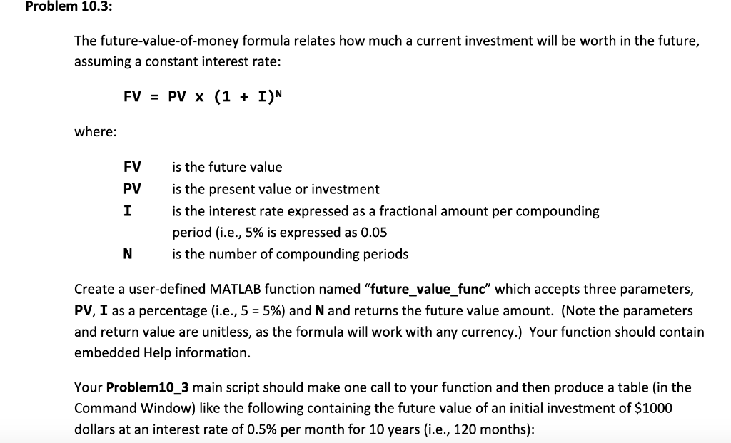 Solved Problem 10.3: The future-value-of-money formula | Chegg.com