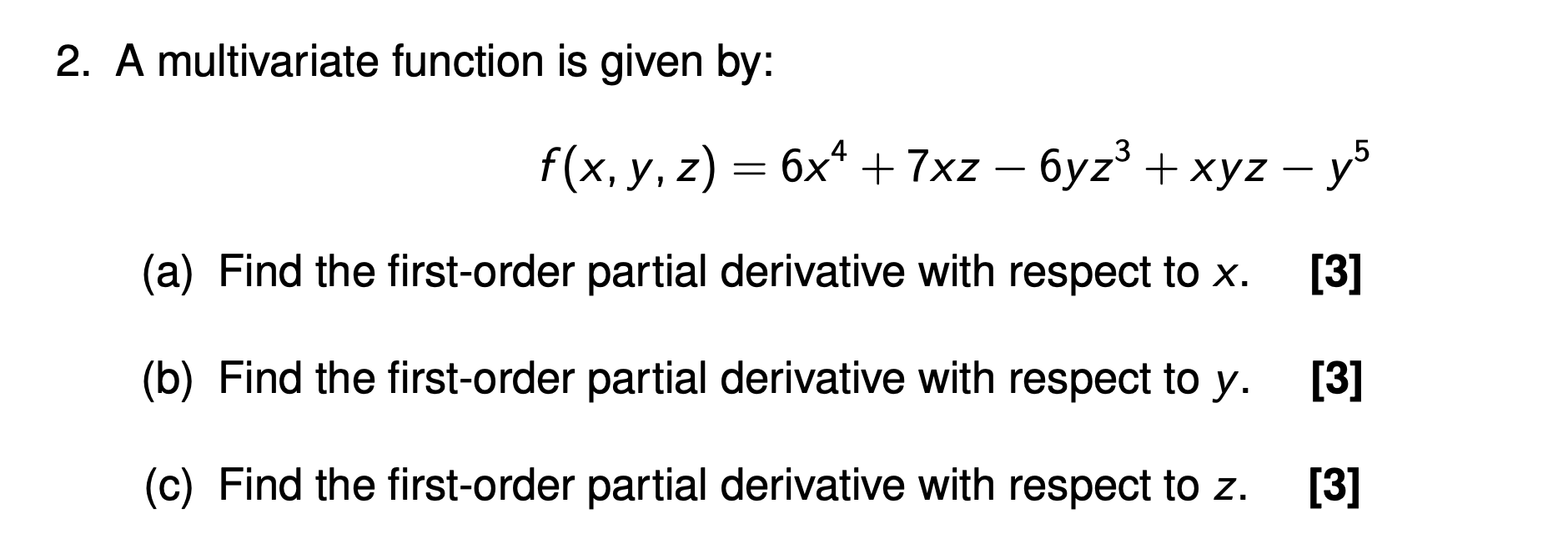 Solved 2. A multivariate function is given by: | Chegg.com