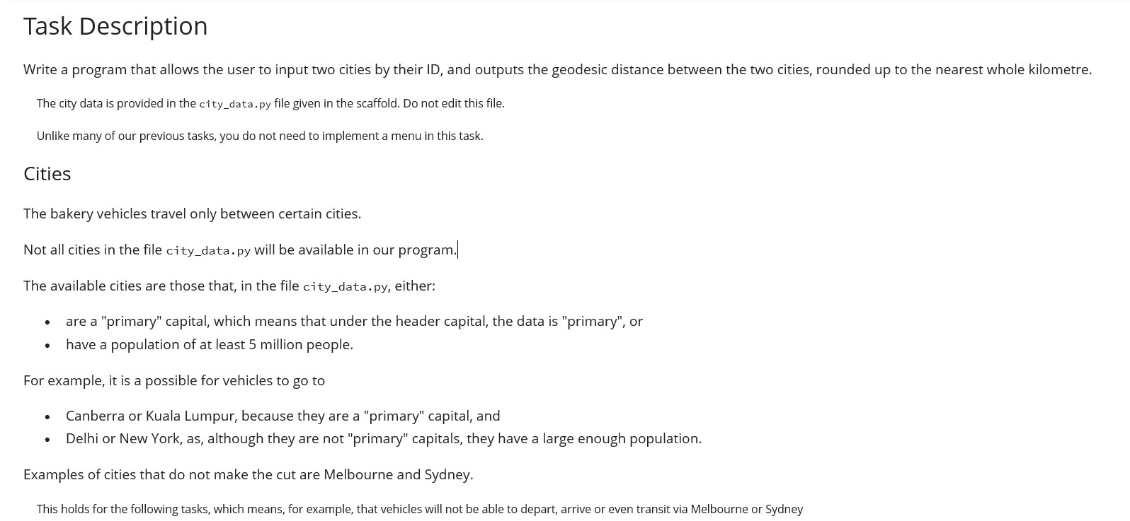 Use the modulegeopy to compute the geodesic distance | Chegg.com