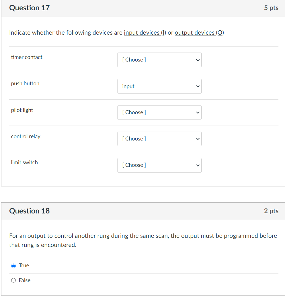 Solved Question 17 5 pts Indicate whether the following | Chegg.com