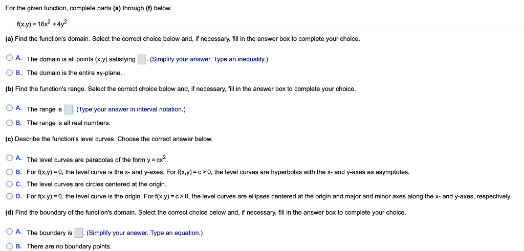 Solved For the given function, complete parts (a) through | Chegg.com