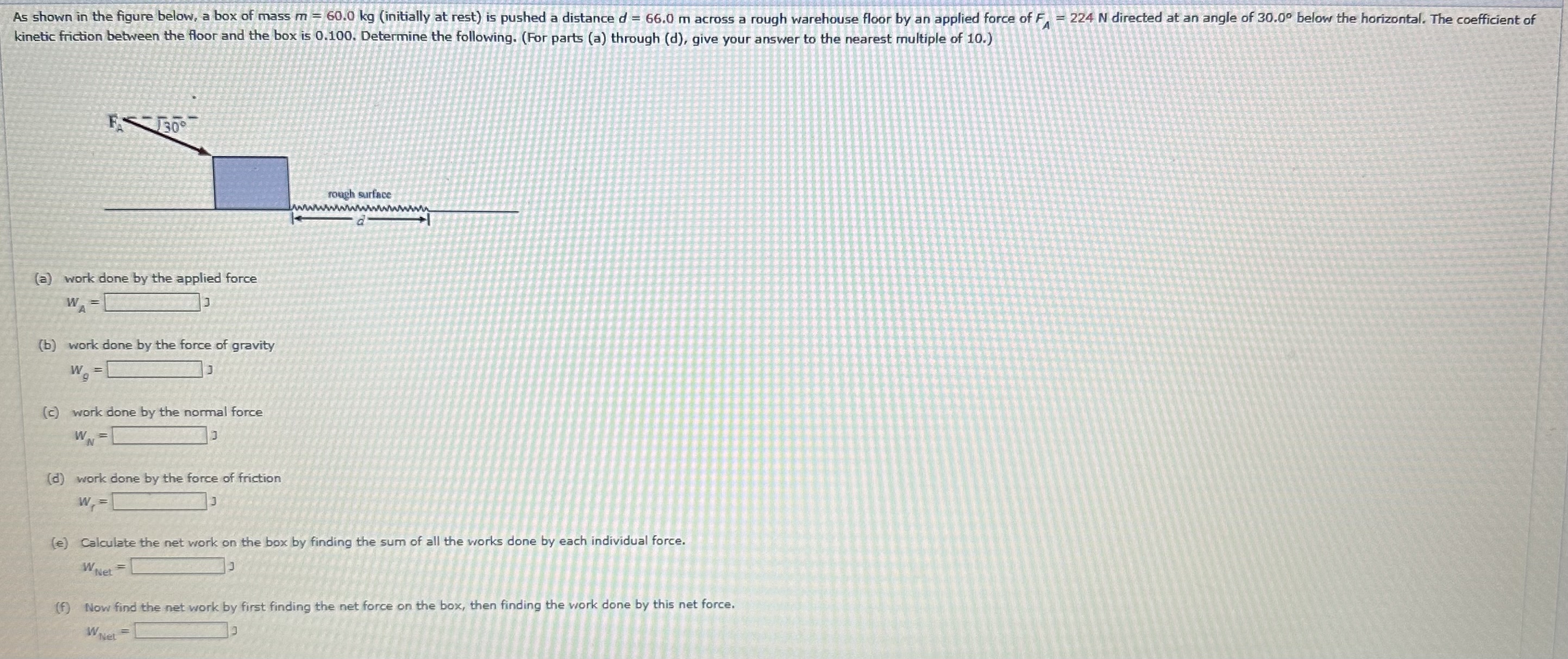 Solved (e) Calculate the net work on the box by finding the | Chegg.com