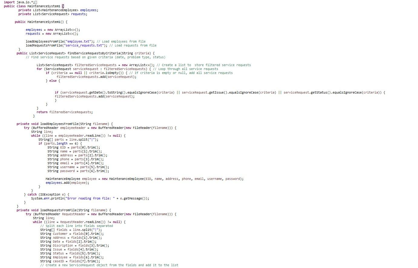 Solved CSC210 Maintenance Management System In this lab you | Chegg.com