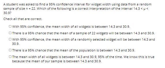 Solved A student was asked to find a 95% confidence interval | Chegg.com