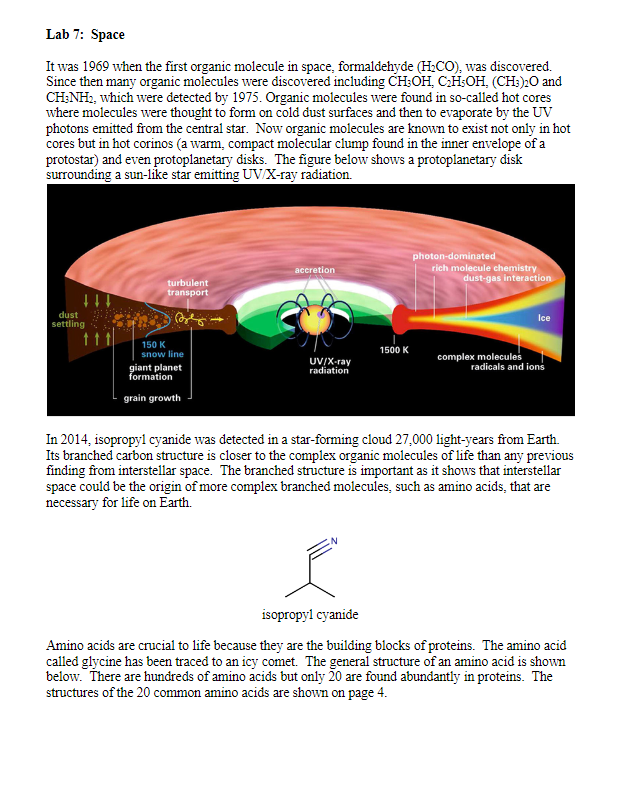 Solved Lab 7: Space It was 1969 when the first organic | Chegg.com