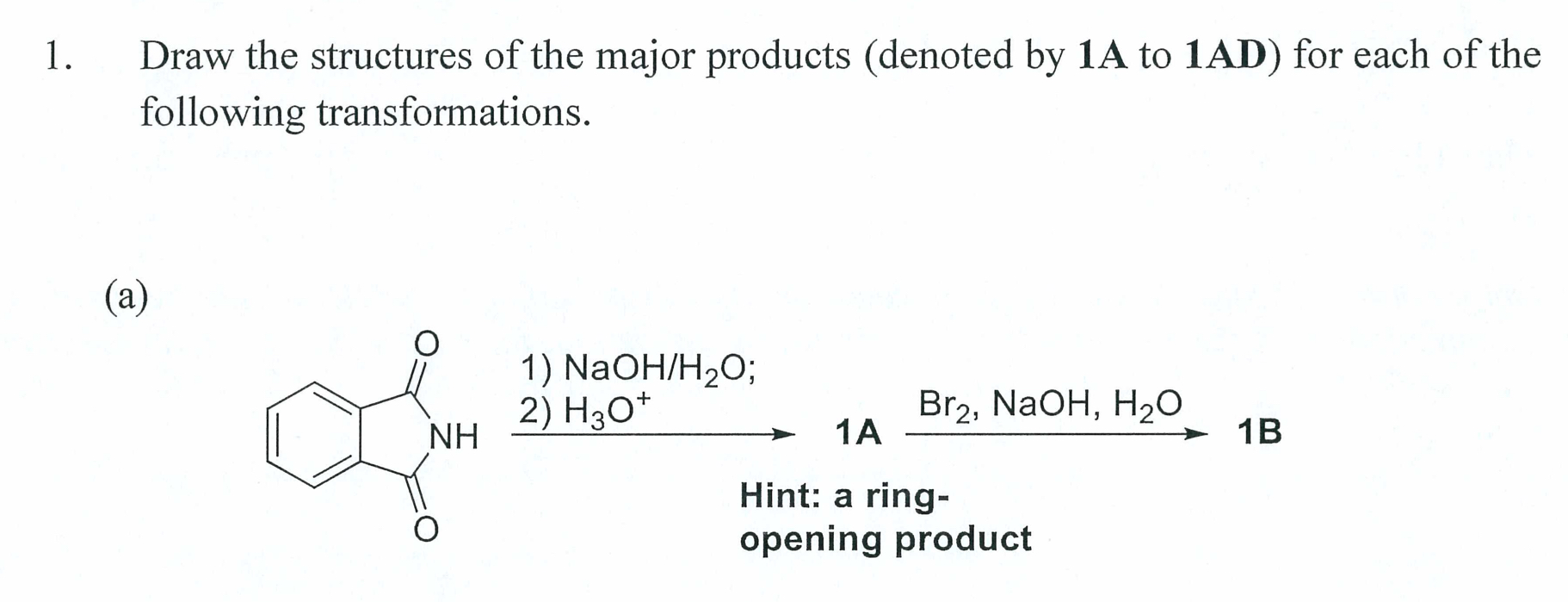 1. ﻿Draw the structures of the major products | Chegg.com