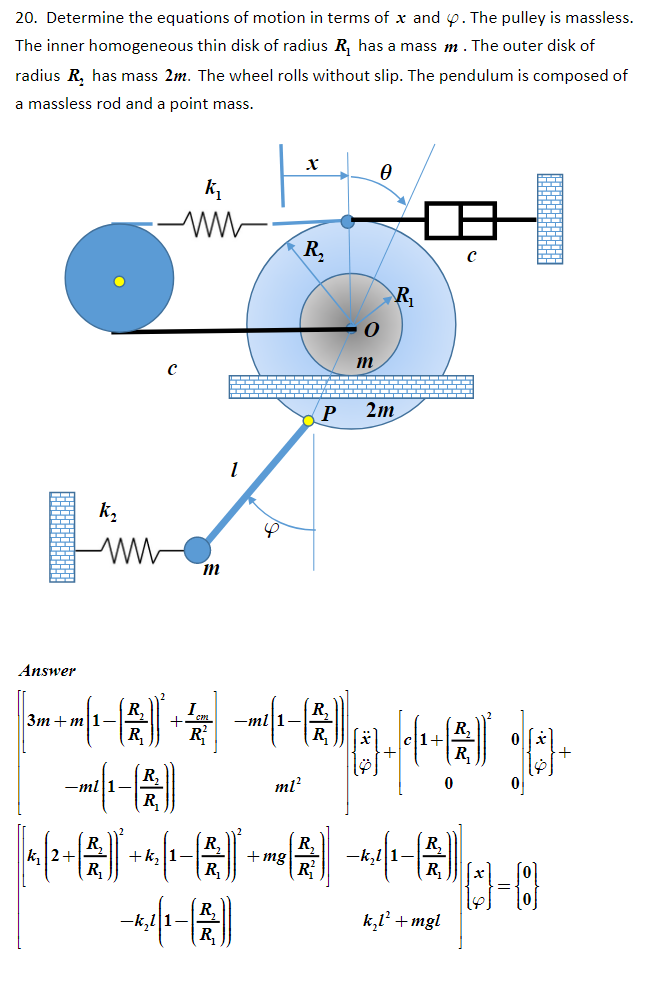 Solved 20. Determine the equations of motion in terms of x | Chegg.com