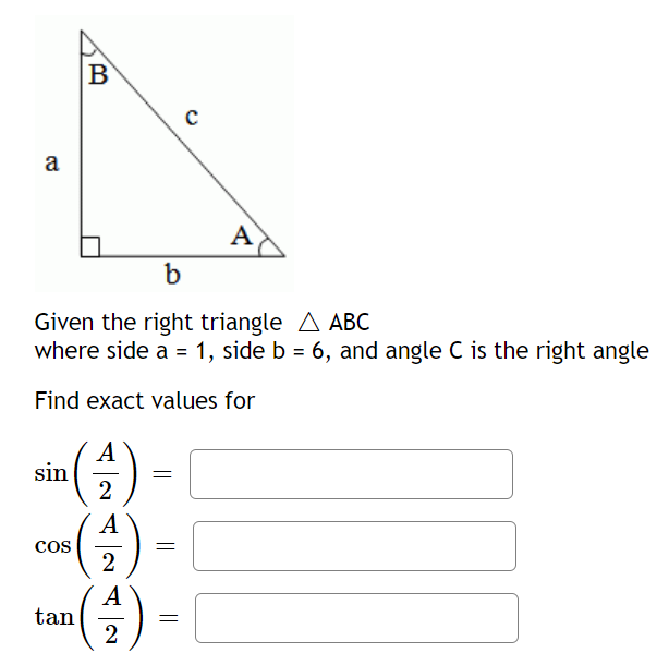 Solved B с a A b Given the right triangle ABC where side a = | Chegg.com