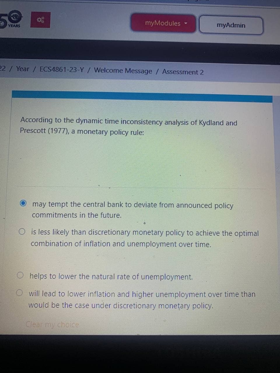 Solved According to the dynamic time inconsistency analysis | Chegg.com