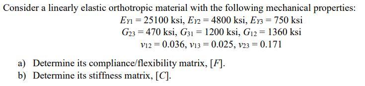 Solved Consider a linearly elastic orthotropic material with | Chegg.com