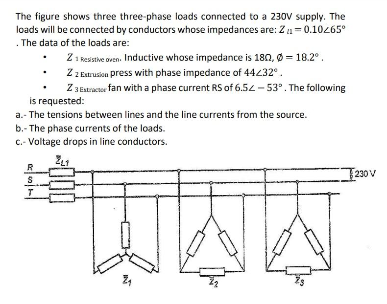 Solved The figure shows three three-phase loads connected to | Chegg.com