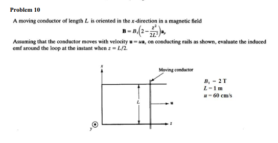 Solved Problem 10A moving conductor of length L ﻿is oriented | Chegg.com