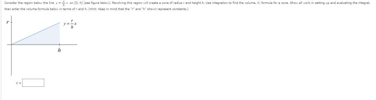 Solved Consider the region below the line y = x on [0, h] | Chegg.com