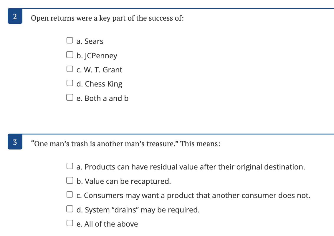 Solved Open returns were a key part of the success of: a. | Chegg.com