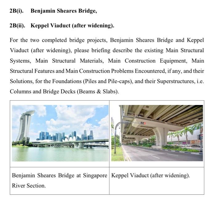 Solved 2B(i). Benjamin Sheares Bridge, 2B(ii). Keppel | Chegg.com