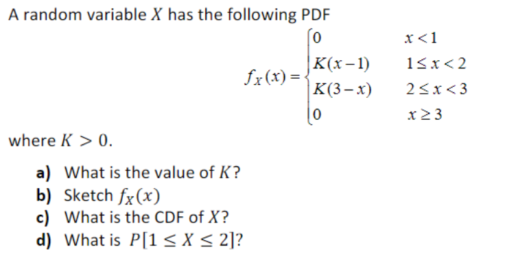 Solved A random variable X has the following PDF | Chegg.com