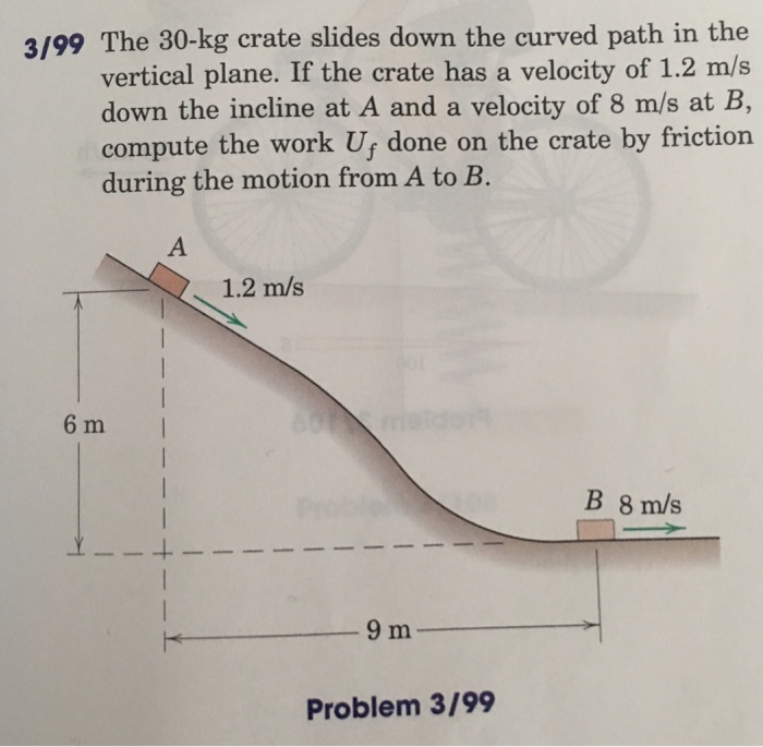 Solved The 30-kg crate slides down the curved path in the | Chegg.com