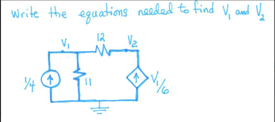 Solved Write the equations needed to find V1 and V2 | Chegg.com
