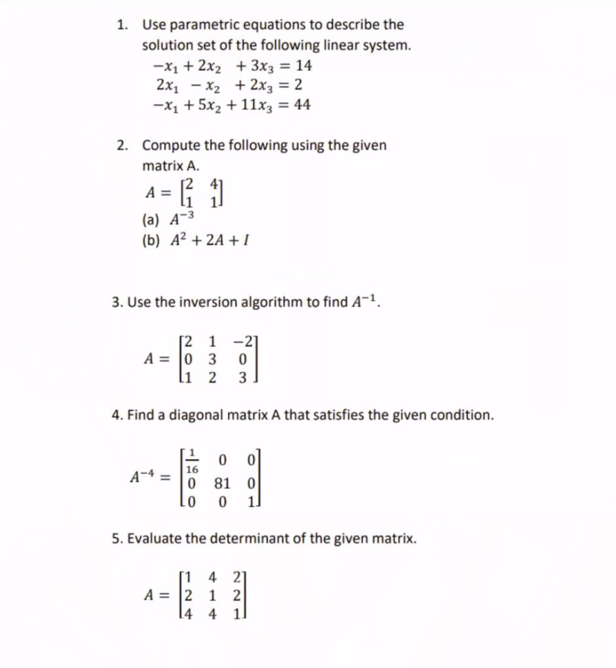 Solved 1. Use parametric equations to describe the solution | Chegg.com
