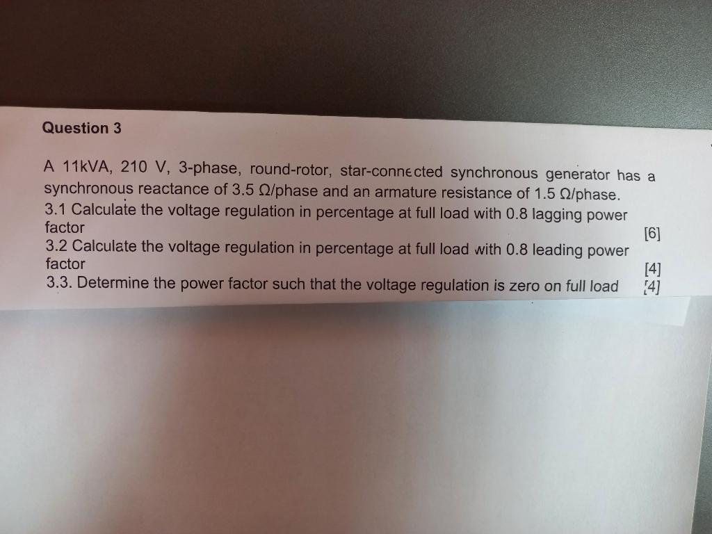 Solved A 11kVA,210 V,3-phase, round-rotor, star-connected | Chegg.com