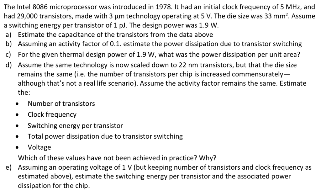 Solved The Intel 8086 microprocessor was introduced in 1978. | Chegg.com