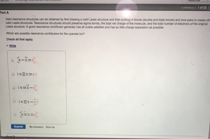 Solved Valid resonance structures can be obtained by first | Chegg.com