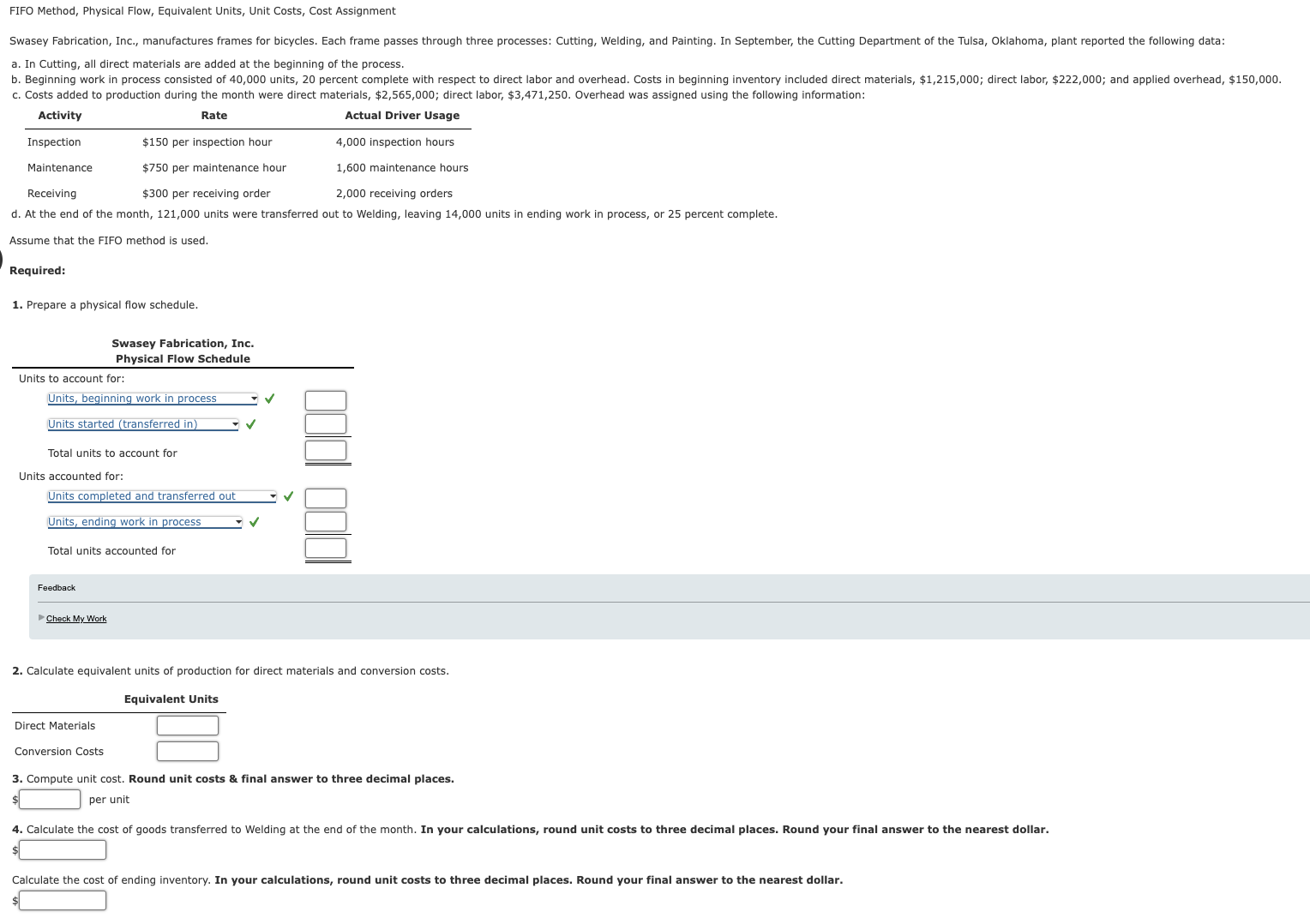 Solved FIFO Method, Physical Flow, Equivalent Units, Unit | Chegg.com
