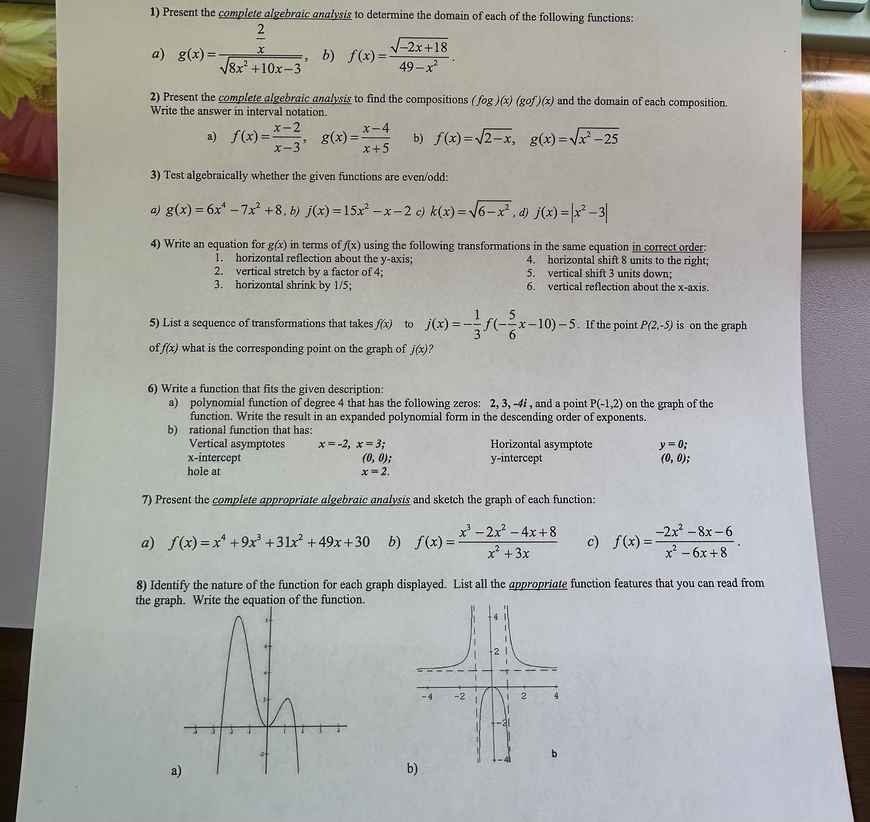 Solved Present the complete algebraic analysis to ﻿determine | Chegg.com