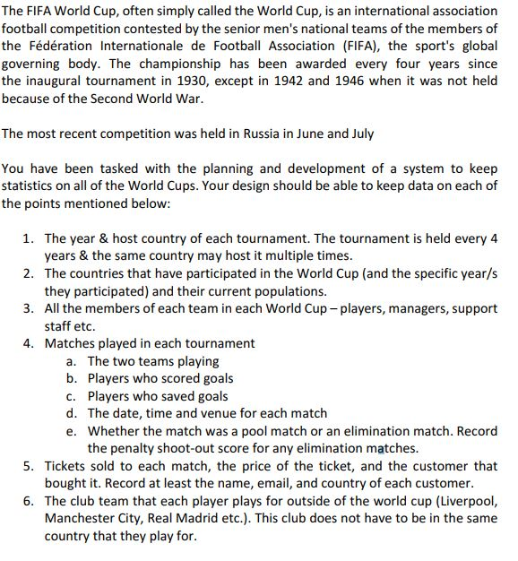 The FIFA World Cup, often simply called the World | Chegg.com