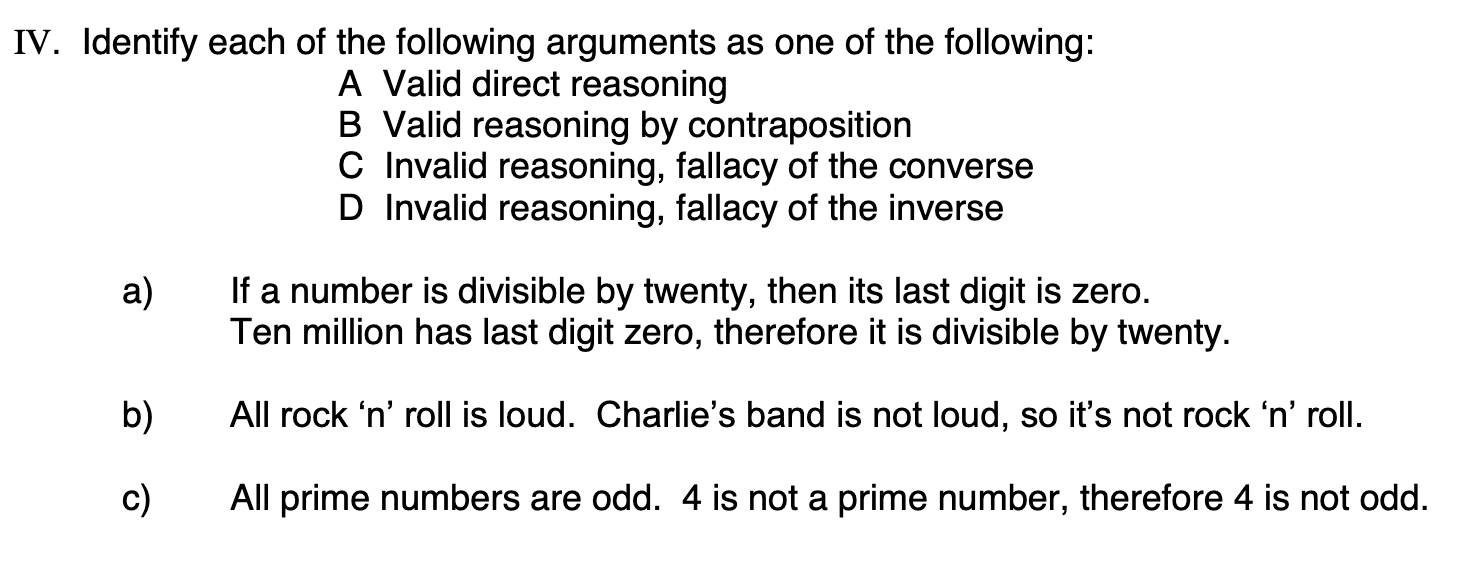 Identify each of the following arguments as one of | Chegg.com