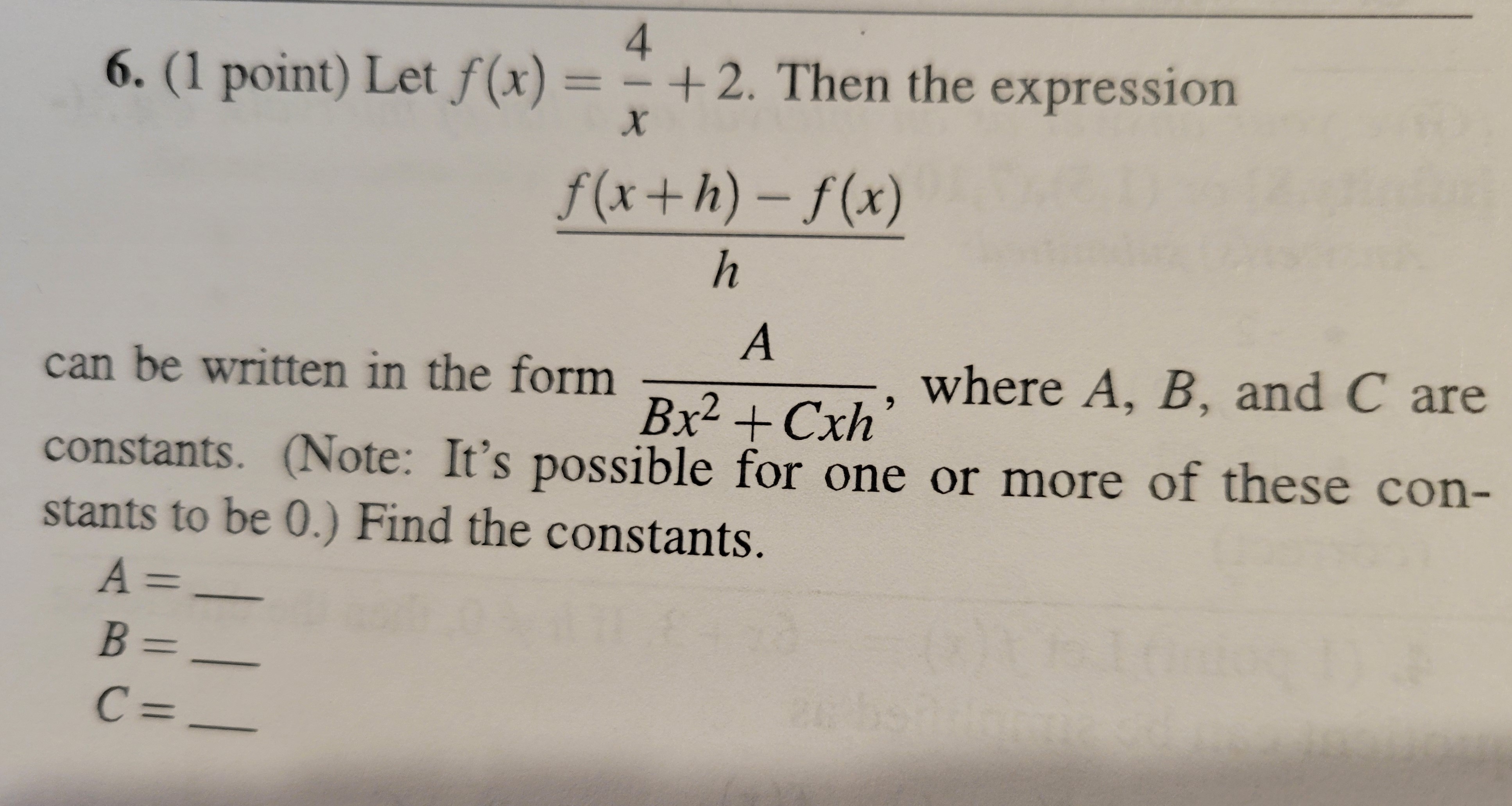 Solved (1 ﻿point) ﻿Let f(x)=4x+2. ﻿Then the | Chegg.com