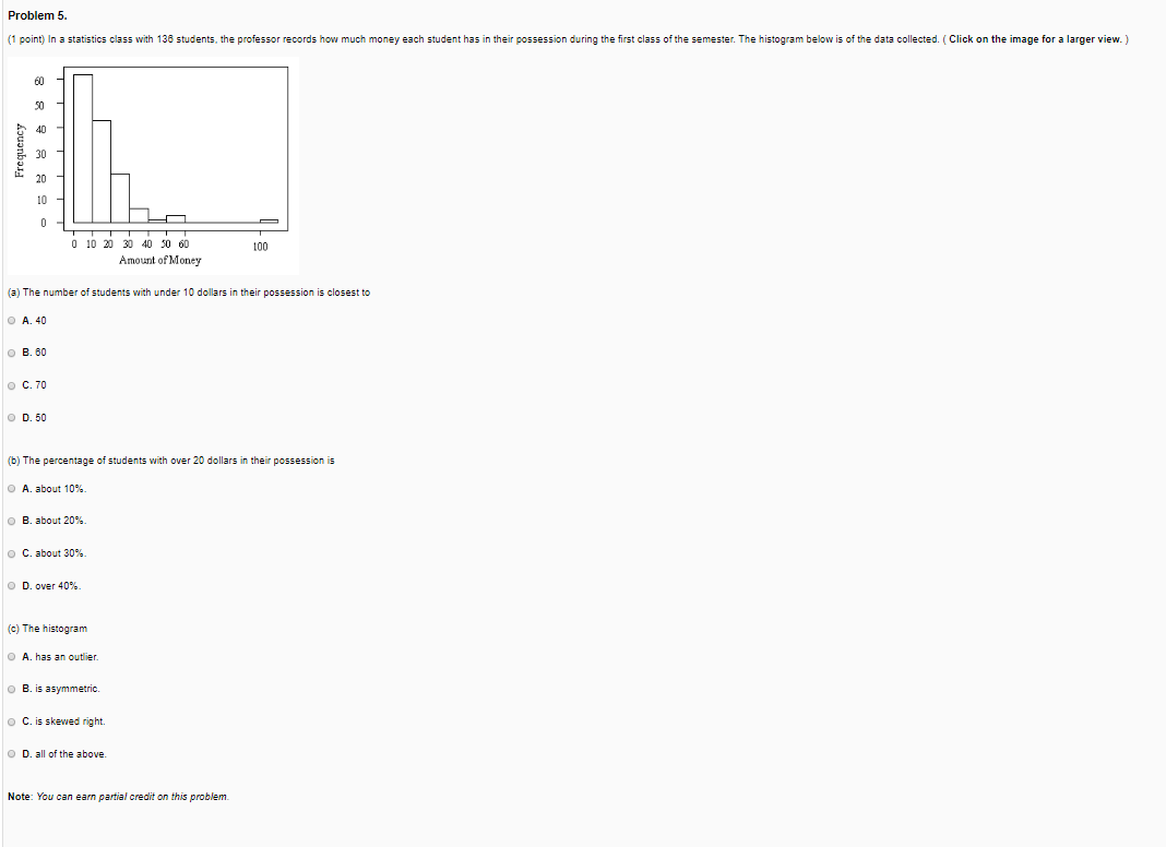 Solved Problem 5. (1 point) In a statistics class with 138 | Chegg.com