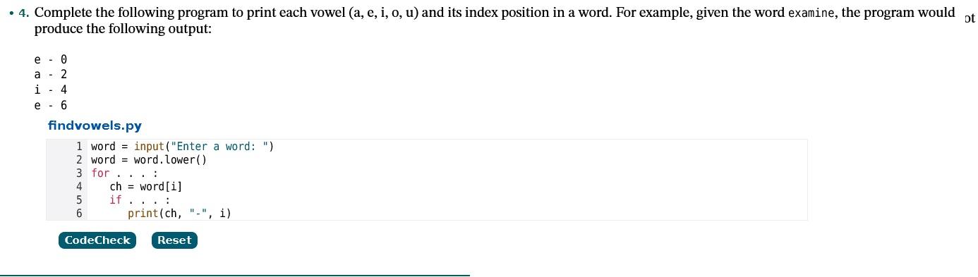 Solved • 4. Complete the following program to print each | Chegg.com