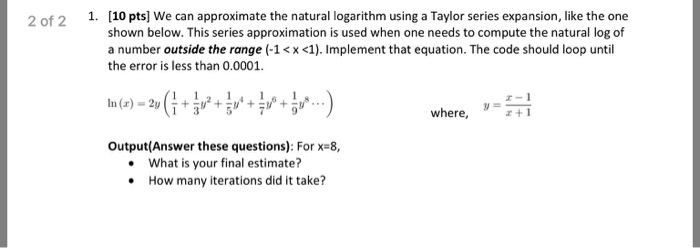 Solved We can approximate the natural logarithm using a | Chegg.com