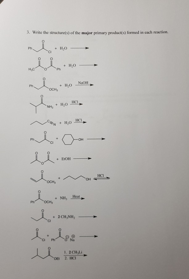 Solved 3. Write the structure(s) of the major primary | Chegg.com