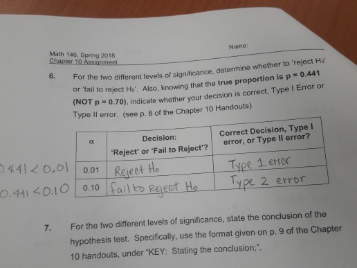 Solved Math 146, Spring 2018 Chapter 10 Assignment Name or | Chegg.com
