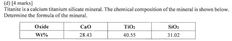 Solved Titanite is a calcium titanium silicate mineral. The | Chegg.com
